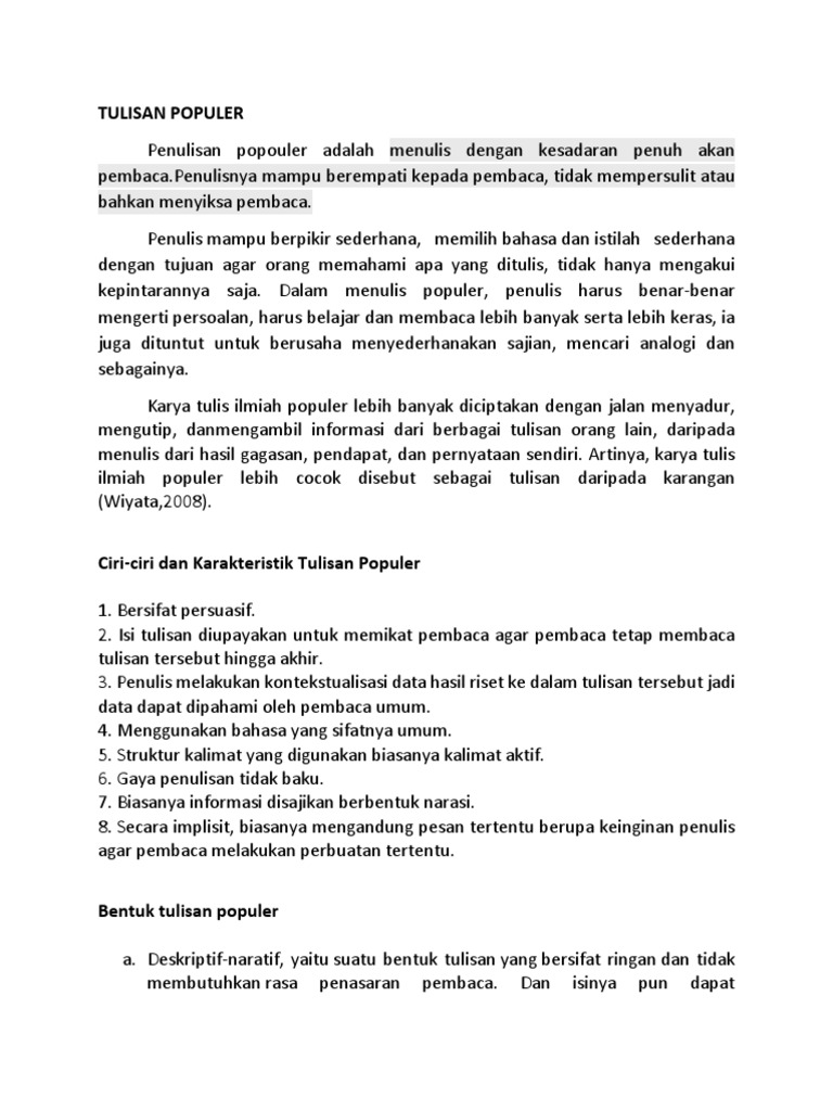 Tulisan Populer | PDF
