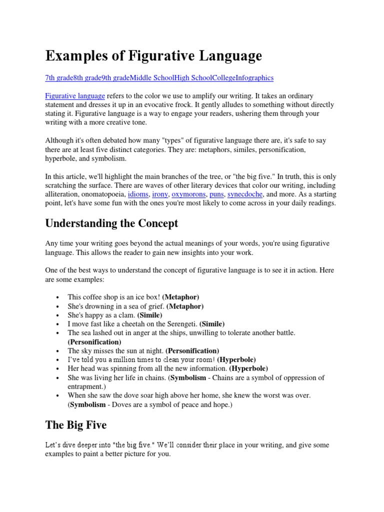 Examples of Figurative Language | Download Free PDF | Metaphor ...