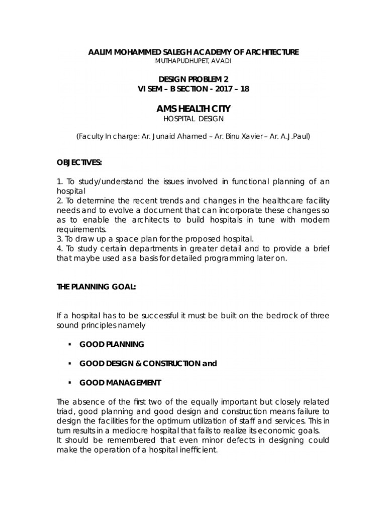 Hospital Design BRIEF | PDF | Hospital | Health Care