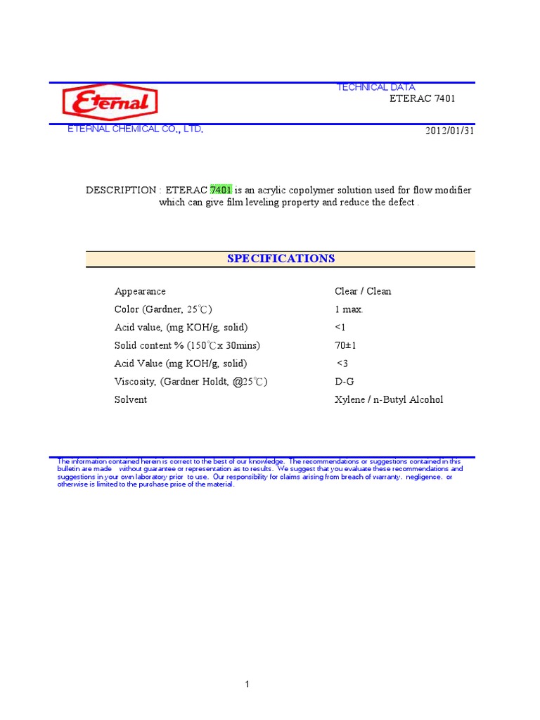 ETERAC 7401 TDS (Leveling Additive) | PDF