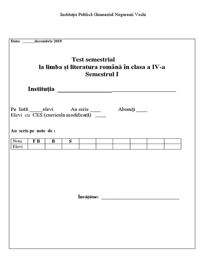 Nr.5.Ev. Sum. DE L.rom. CL - IV | PDF