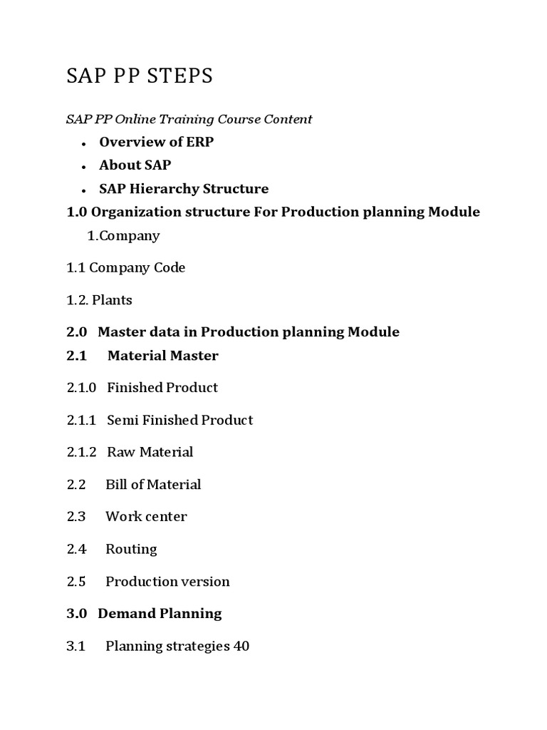 SAP PP Steps | PDF | Enterprise Resource Planning | Inventory