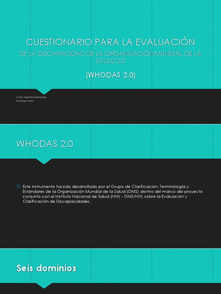 Guía para Calificar WHODAS 2.0 | PDF | Invalidez | Ciencias del ...