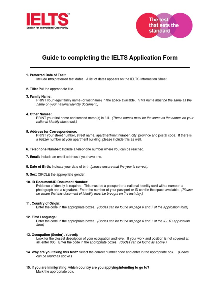 IELTS Application Form Completion Guide | PDF | Identity Document ...