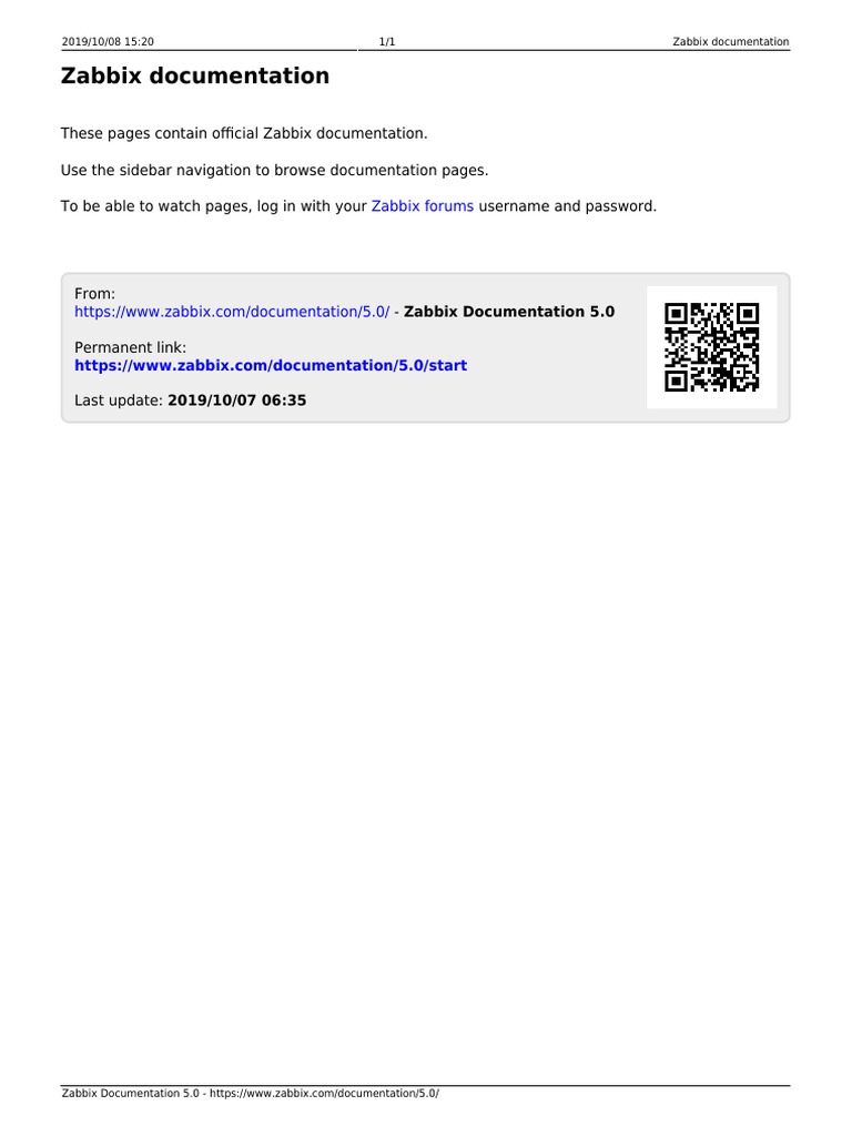 Zabbix 5.0 Official Documentation Overview | PDF