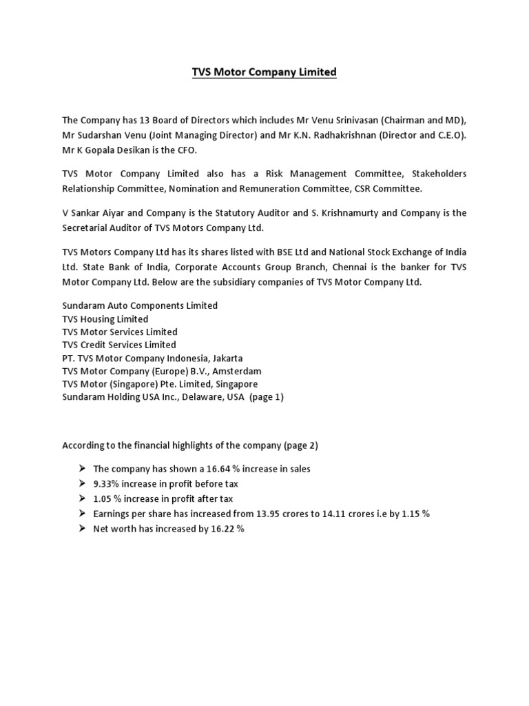 TVS | PDF | Board Of Directors | Securities (Finance)
