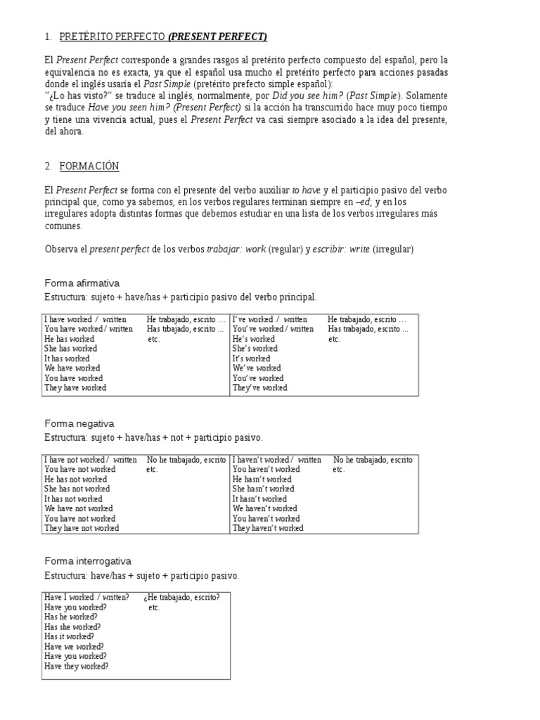 Present Perfect 3 ESO PDF | PDF | Linguistics | Grammar