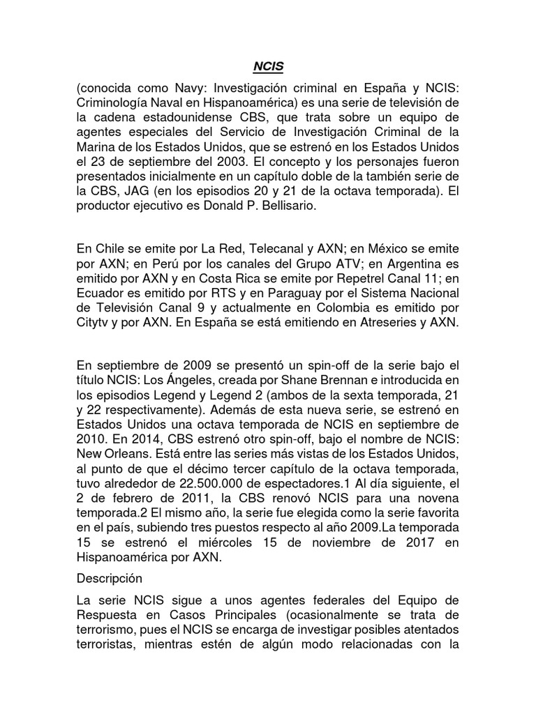 NCIS | Descargar gratis PDF | Violencia | Thriller y crimen