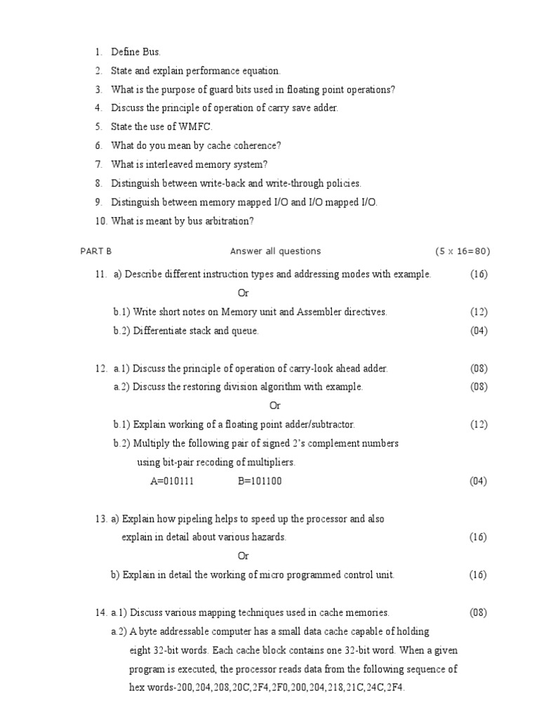 Model Exam | PDF | Cpu Cache | Cache (Computing)