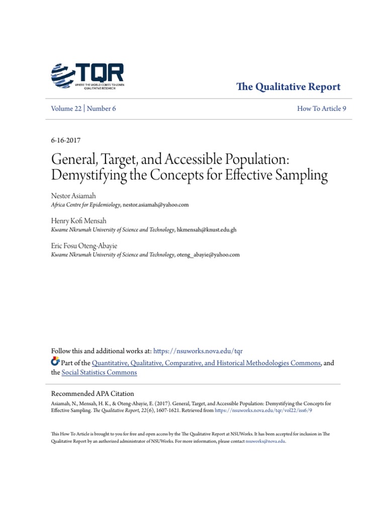 General Target and Accessible Population - Demystifying The Conc | PDF ...