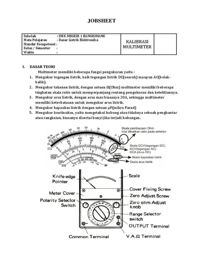9 Jobsheet Multimeter Kalibrasi | PDF