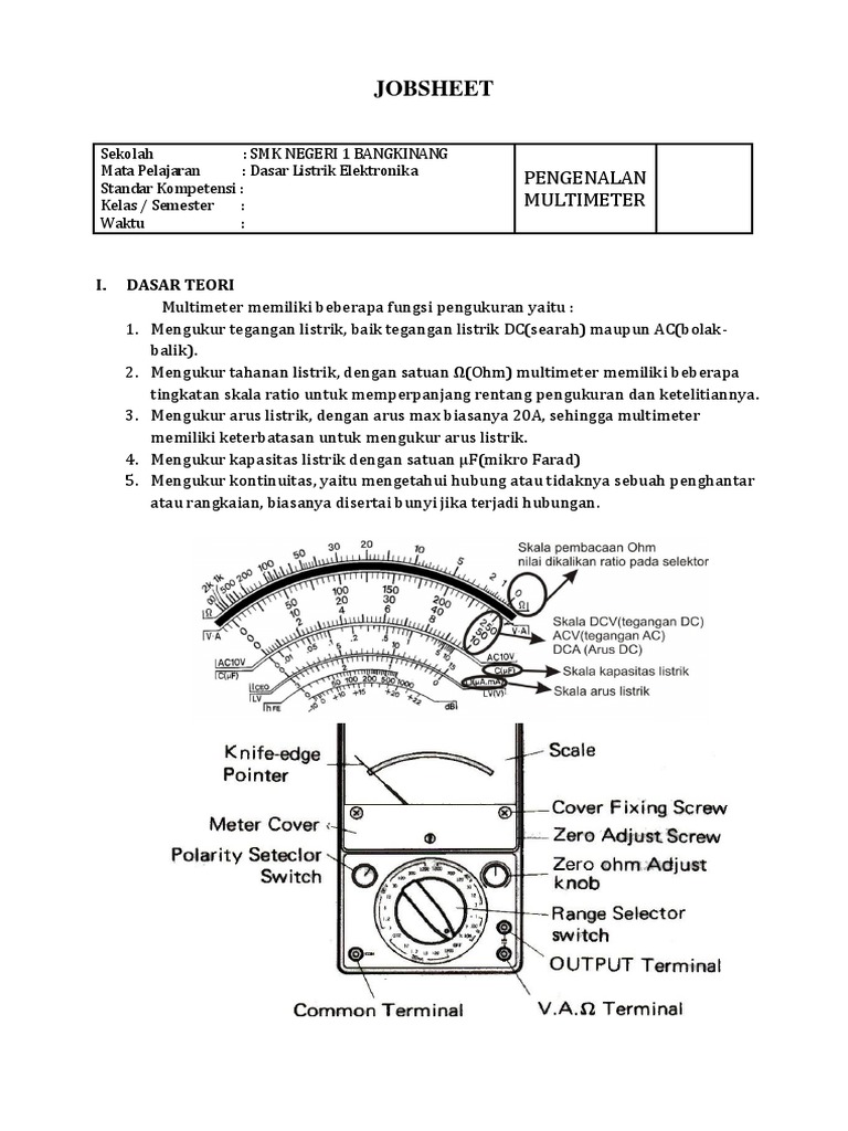 8 Jobsheet Multimeter Pengenalan | PDF