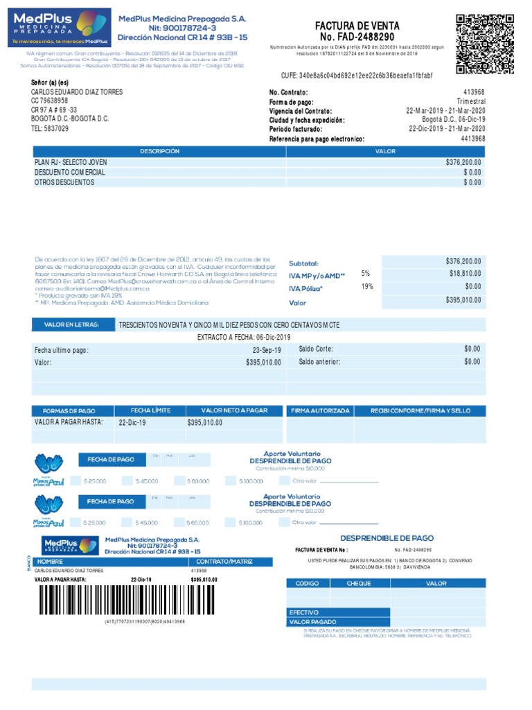 Factura Dicembre Medplus | PDF | Business