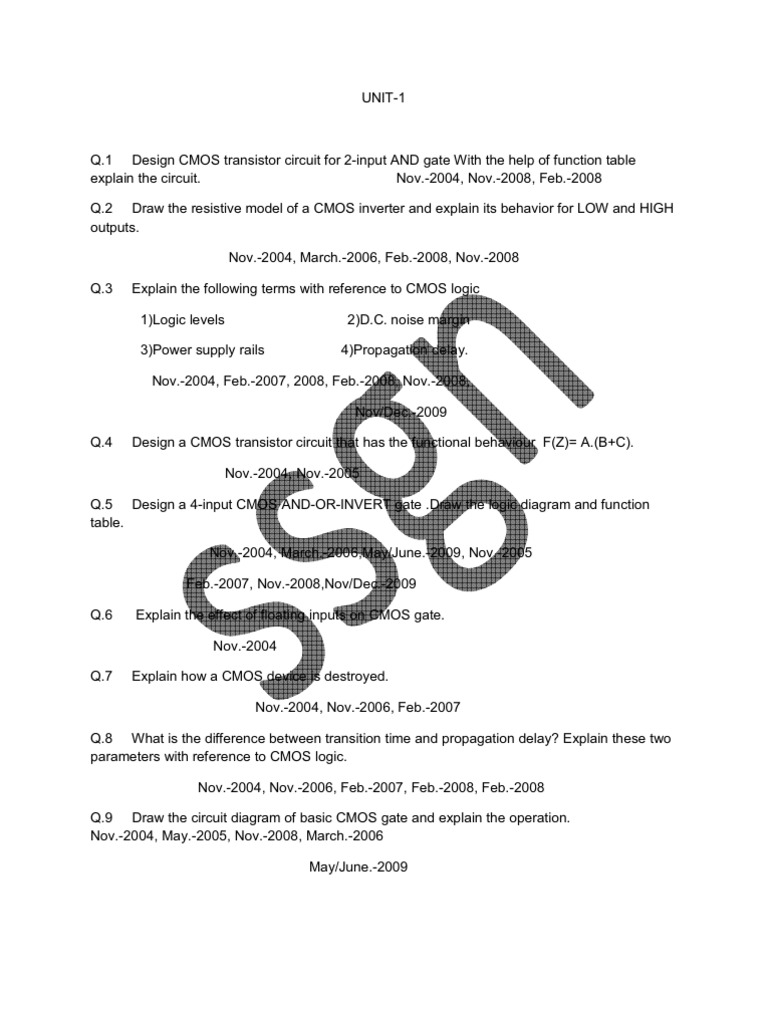 Cmos UNIT | PDF | Cmos | Logic Gate