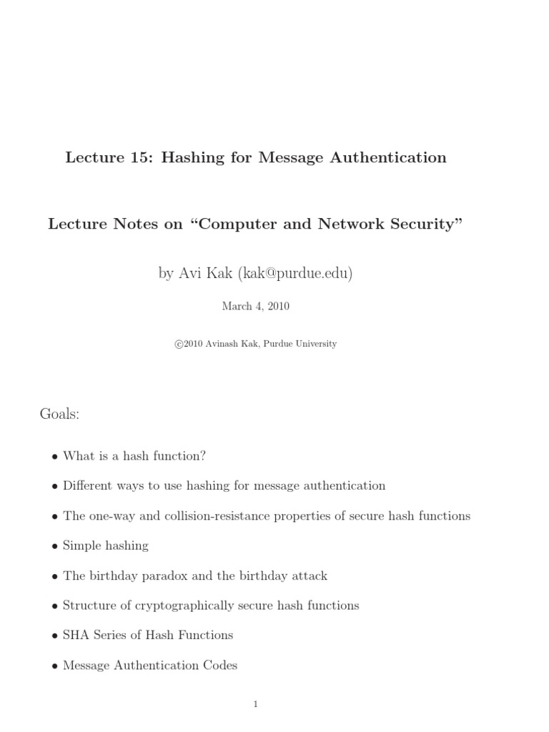 Hashing For Message Authentication by Avi Kak | PDF | Public Key ...
