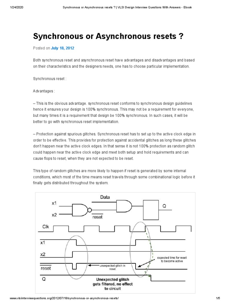 Synchronous or Asynchronous Resets - VLSI Design Interview Questions With Answers - Ebook | PDF ...
