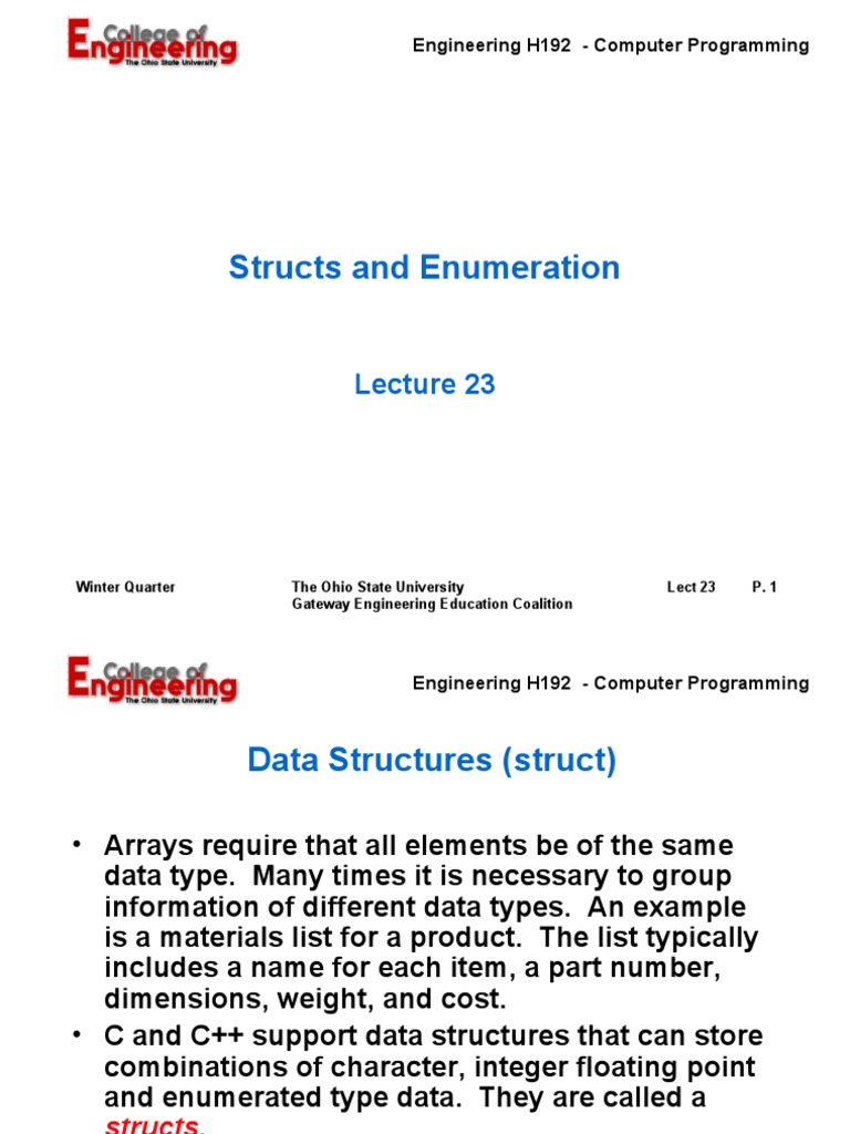Structs and Enumerations in C/C++ | PDF | Computer Programming | Computing