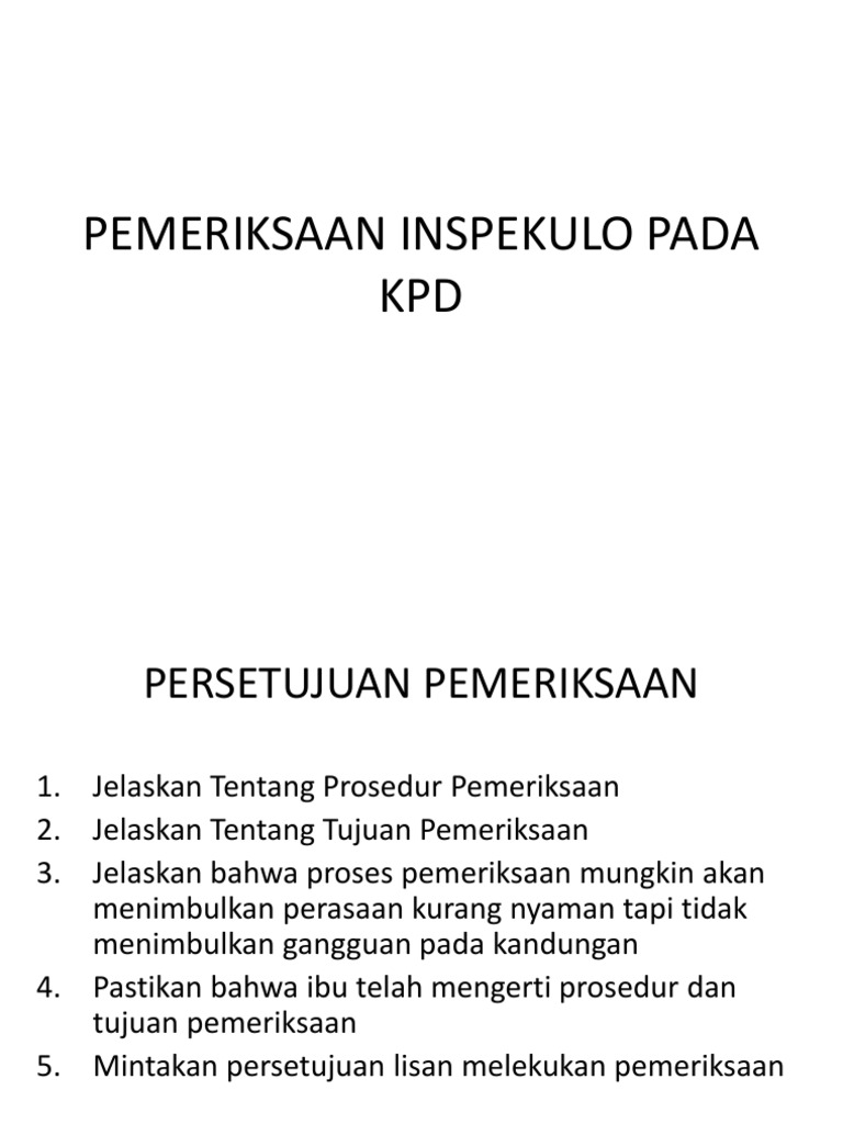 Prosedur Pemeriksaan Inspekulo KPD | PDF