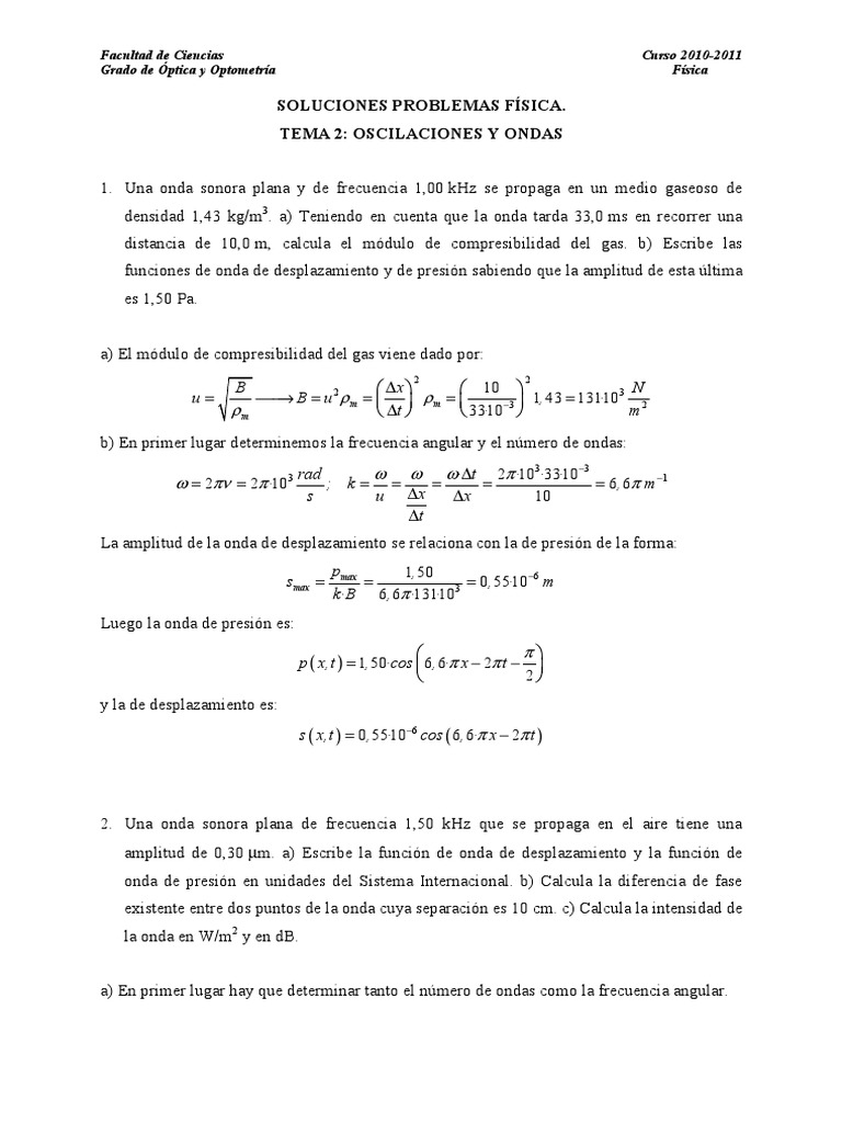Prob Tema 2 - Resueltos (II) | PDF | Olas | Frecuencia