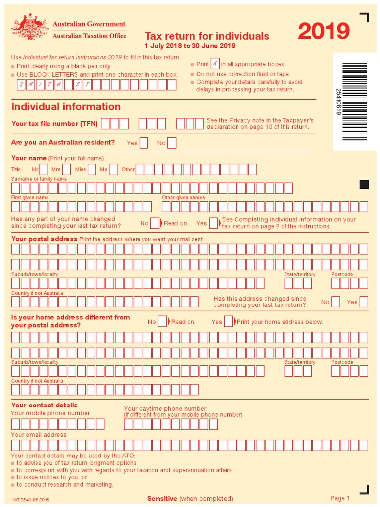 2019 Individual Tax Return Form | PDF | Tax Return (United States ...
