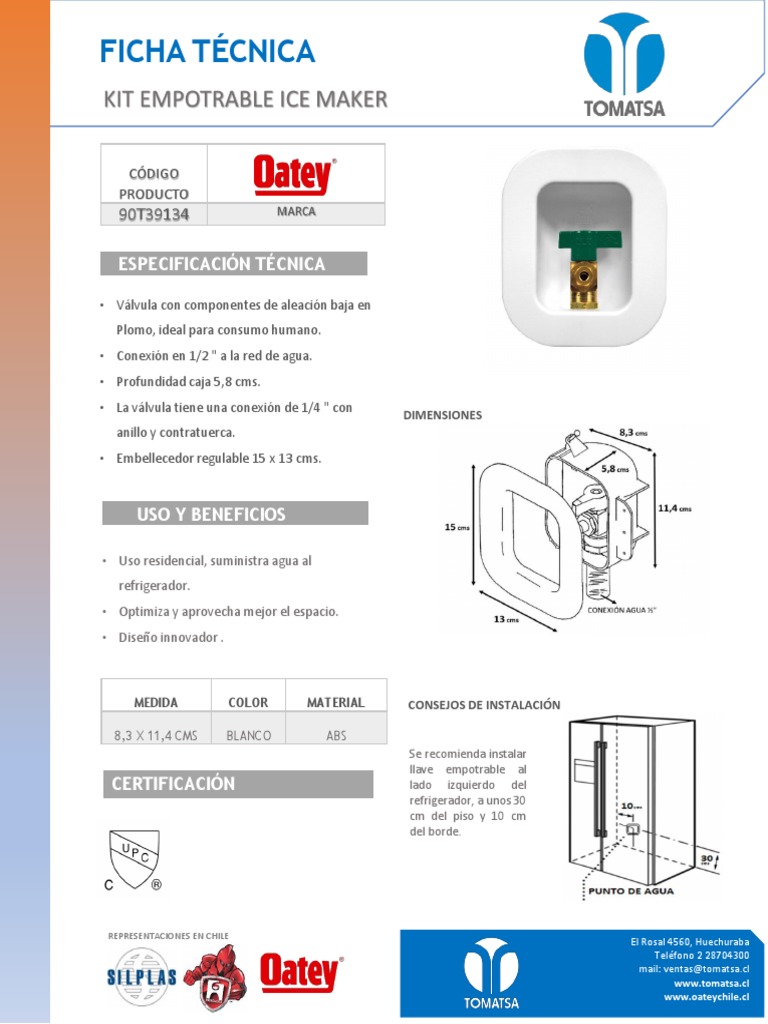 Kit Empotrable Ice Maker: Instalación y Especificaciones | PDF