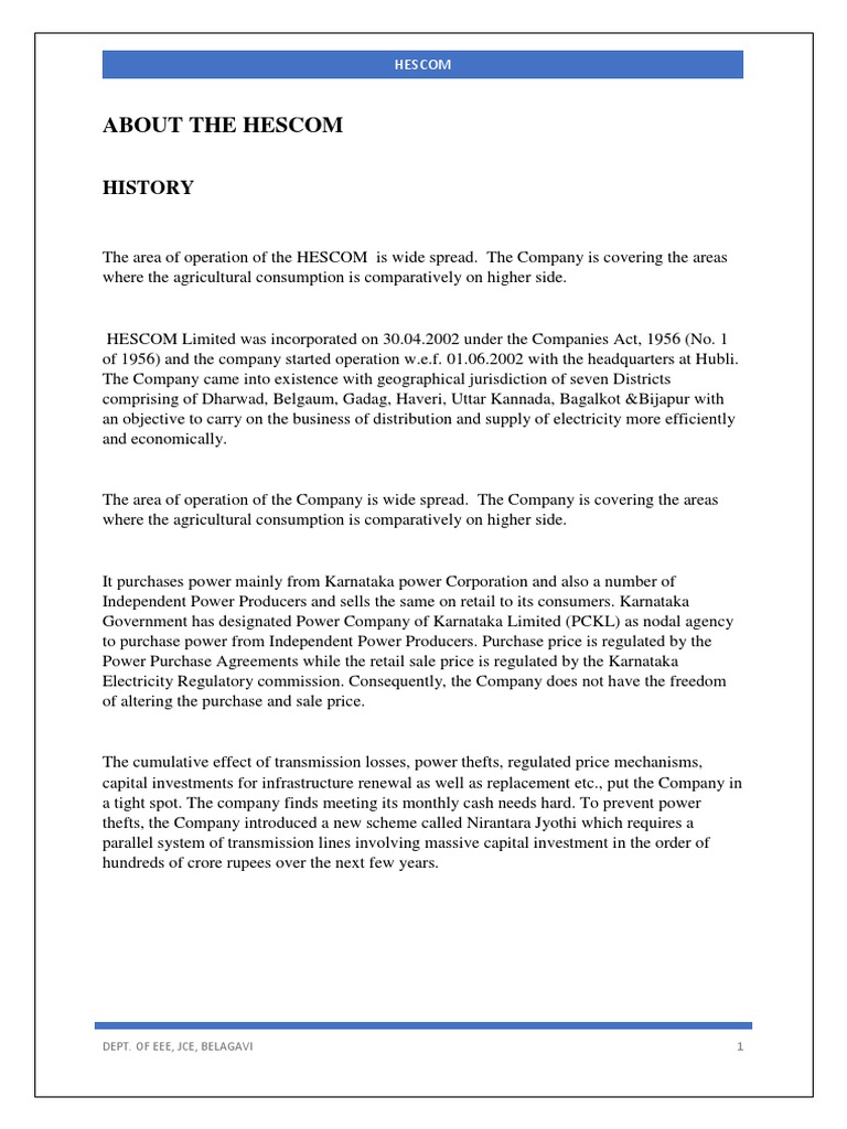 HESCOM Report 1 | PDF | Transformer | Relay