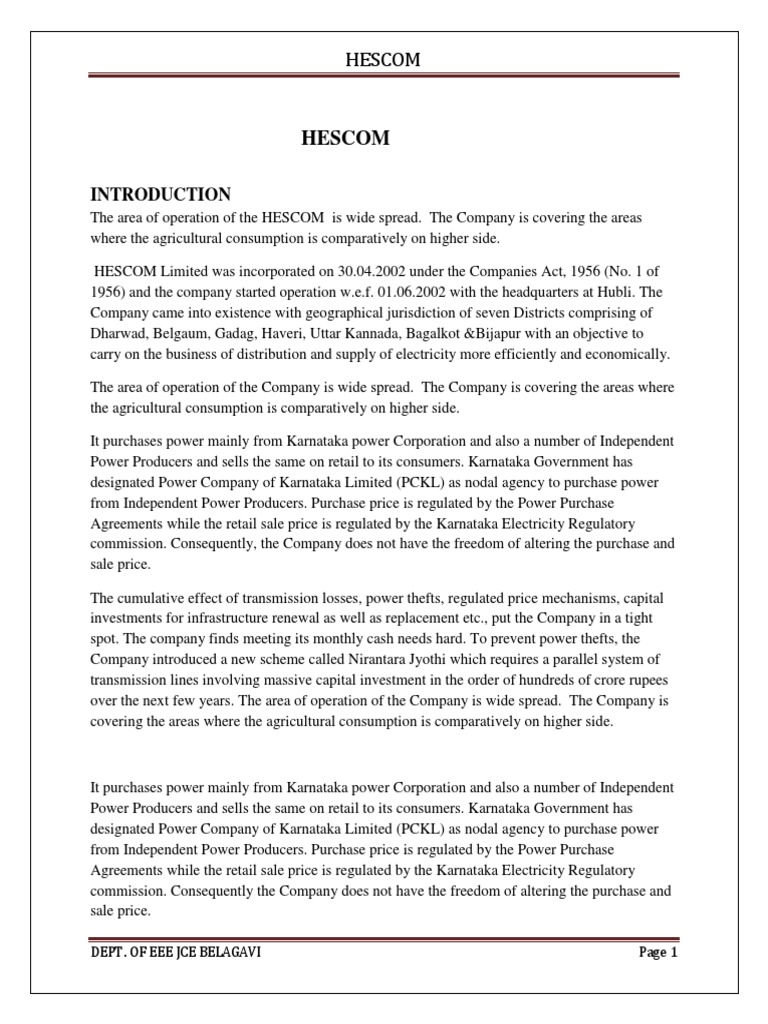 HESCOM Report 3 | PDF | Scada | Transformer