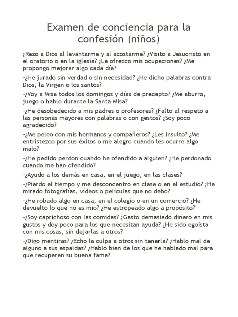 Examenes de Conciencia PDF | PDF | Pecado | Fe