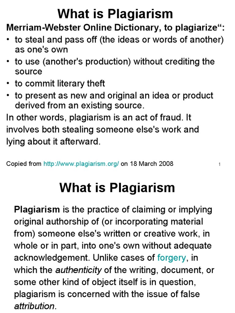 What Is Plagiarism: Merriam-Webster Online Dictionary, To Plagiarize ...