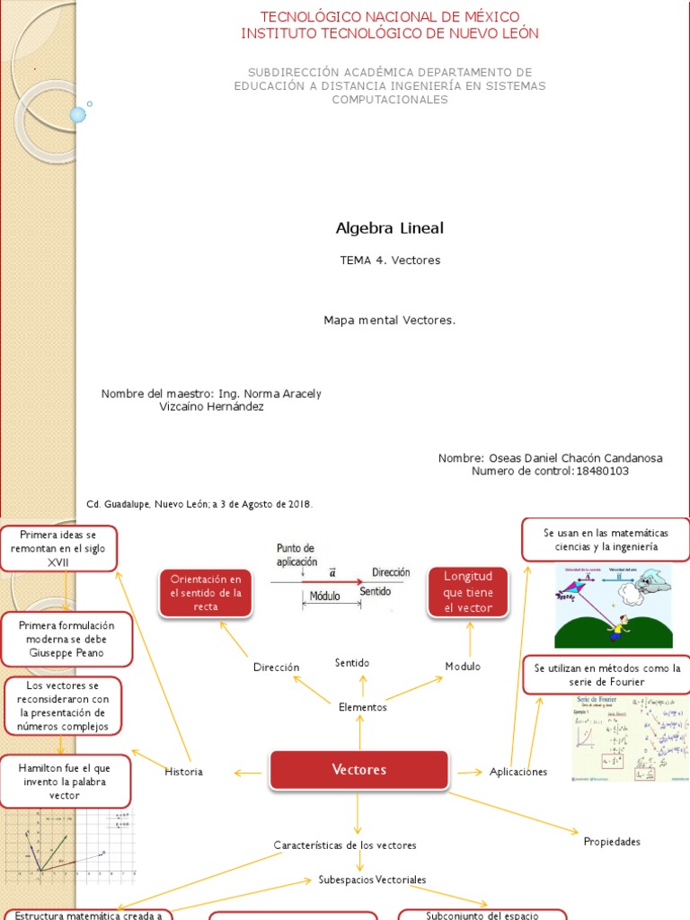 Mapa mental de vectores | Espacio vectorial | Álgebra
