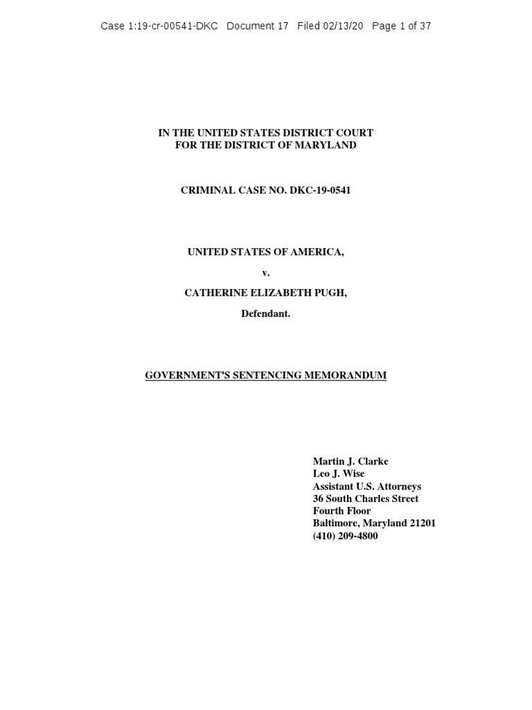 Pughsentencingmemo PDF | PDF | United States Federal Sentencing ...
