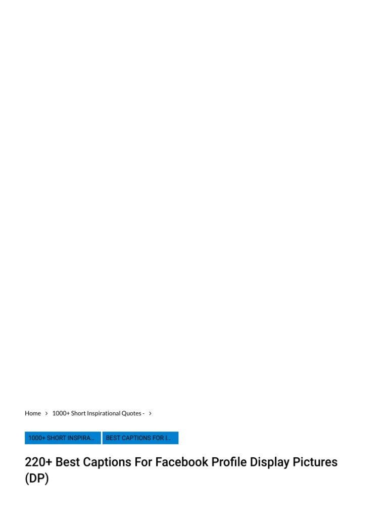 220+ Best Captions For Facebook Profile Display Pictures (DP) | PDF ...