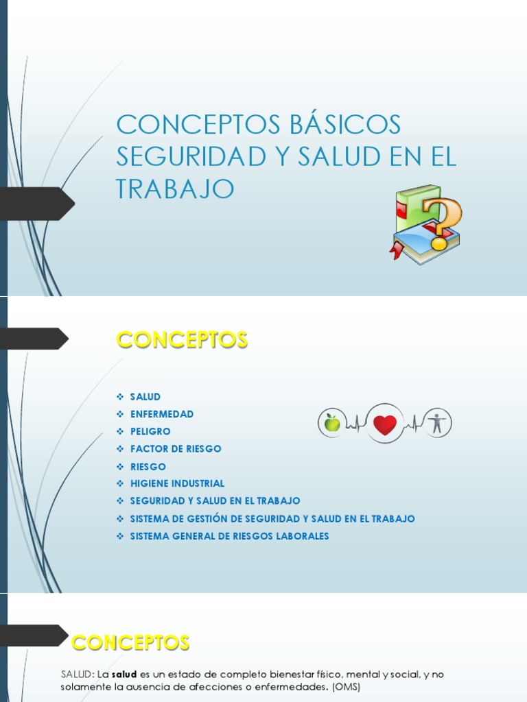 Diapositivas Primera Clase - Conceptos Básicos Seguridad y Salud en El Trabajo | PDF | Seguridad ...