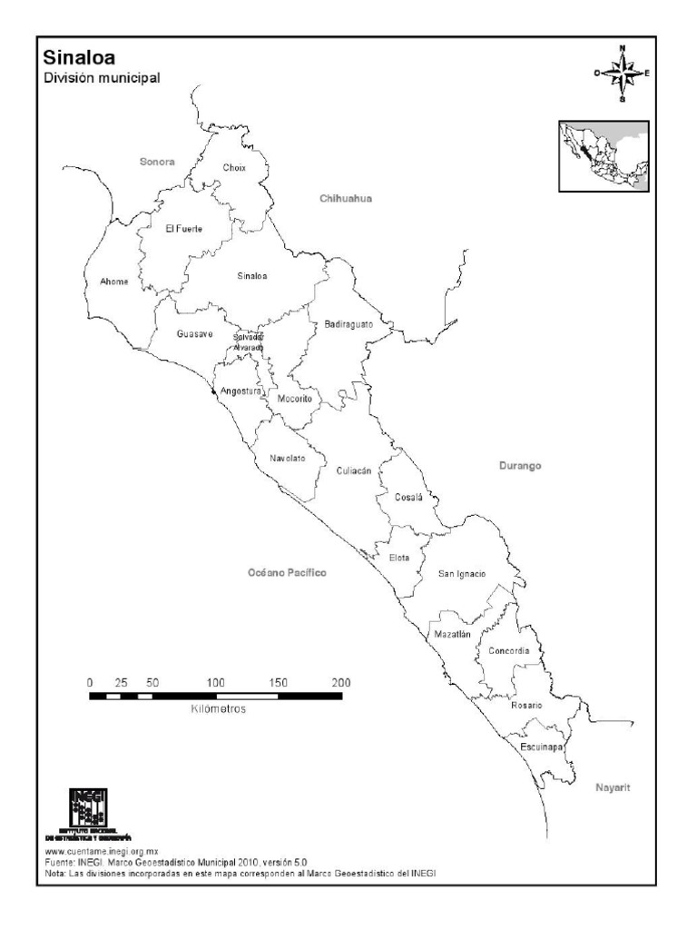 Mapa de Sinaloa Con Nombres | PDF