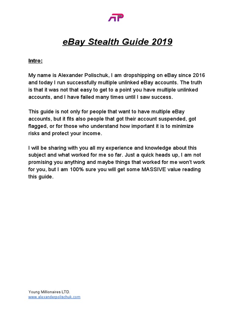 EBay Stealth Guide 2019 | Download Free PDF | Pay Pal | E Bay