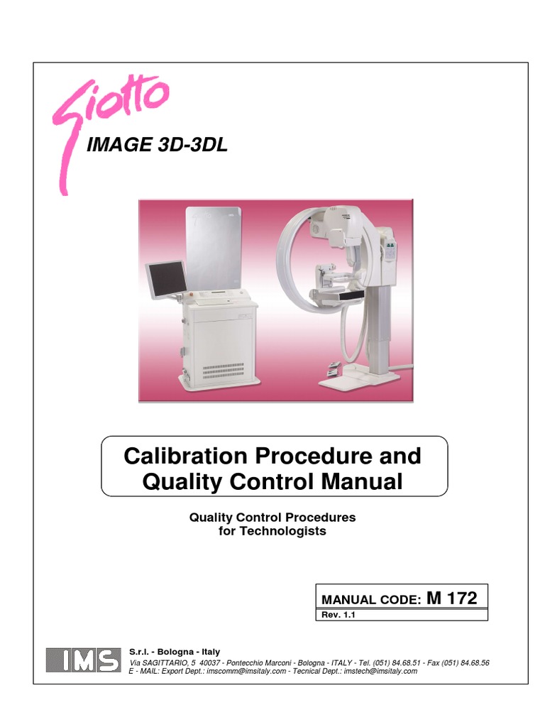 GIOTTO IMAGE 3D-3DL - Calibration Procedures and Quality Control For Technologists - v1.1 | PDF ...