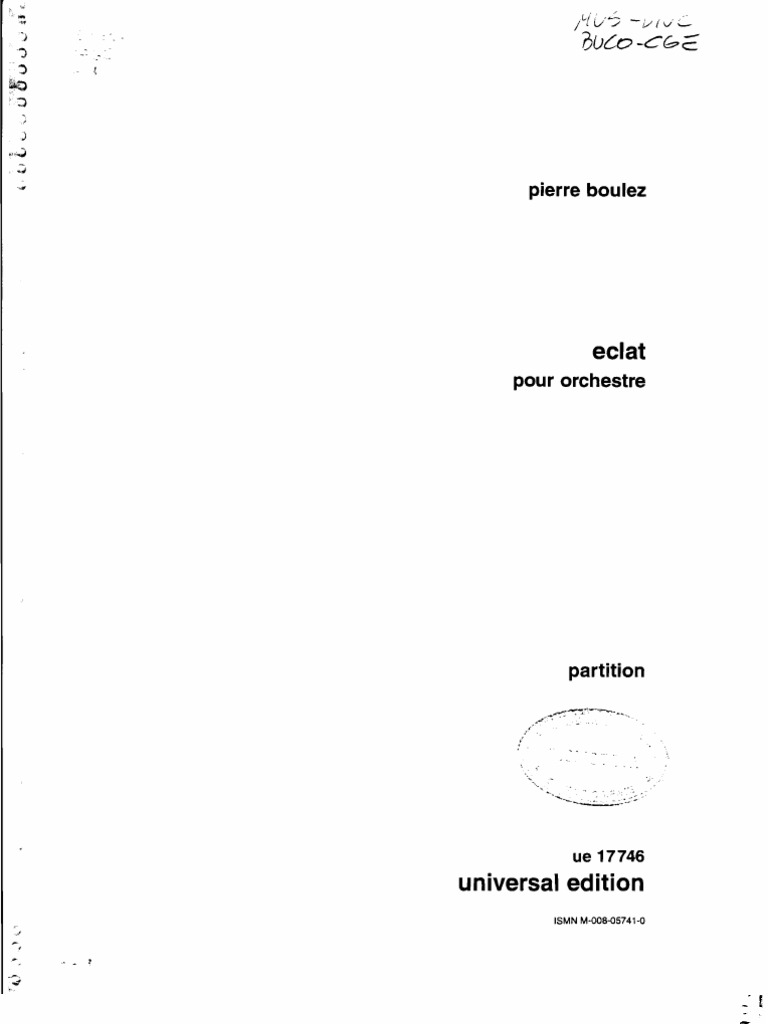 Boulez - Eclat (Study Score) | PDF | Organologie élémentaire | Chordophones