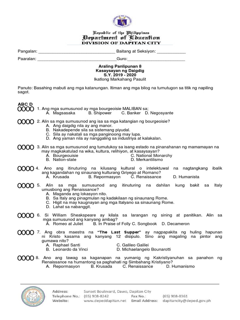 Ap8 Q3 2019 2020 | PDF