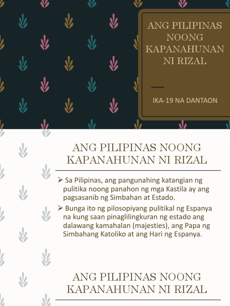 Ang Pilipinas Noong Kapanahunan Ni Rizal | PDF