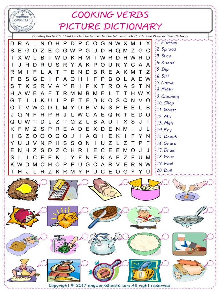 Cooking Verbs Word Search Activity | PDF | Word Search | Cuisine