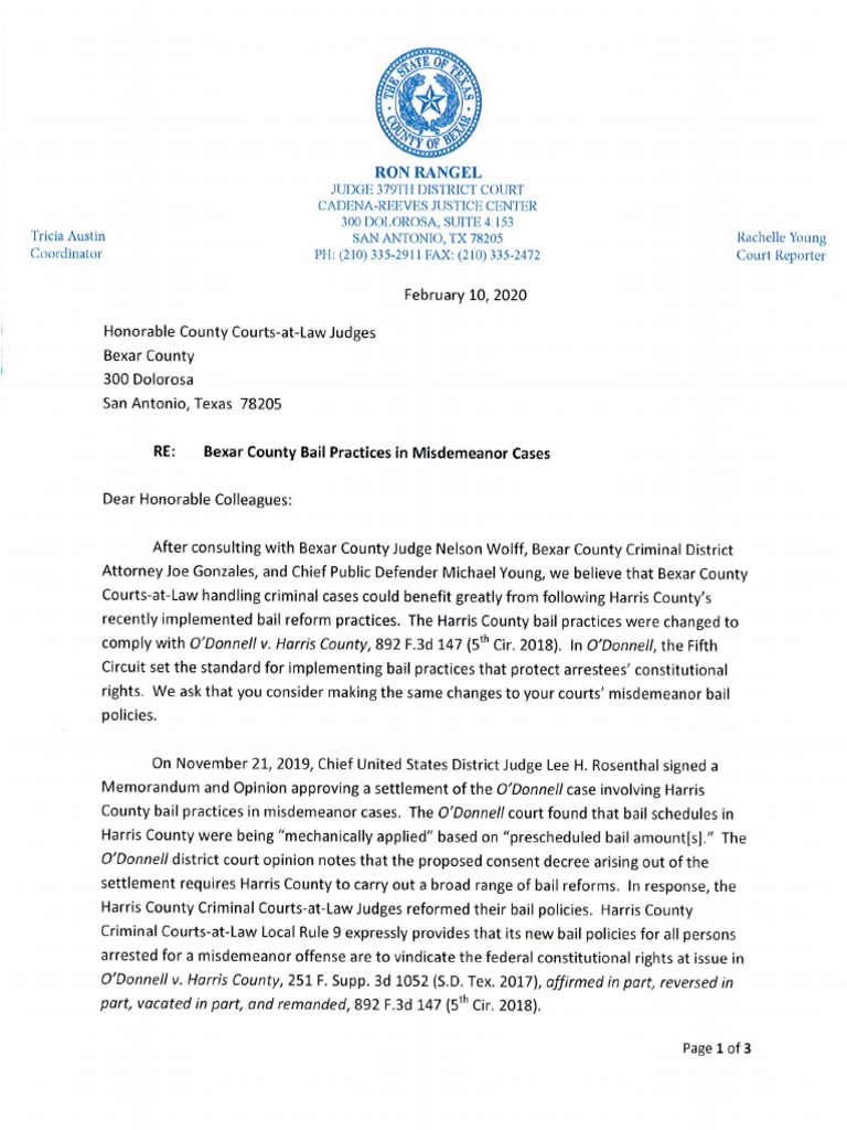 Bail Reform Letter | PDF