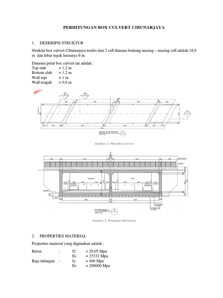 Perhitungan Box Culvert Cibunarjaya PDF | PDF