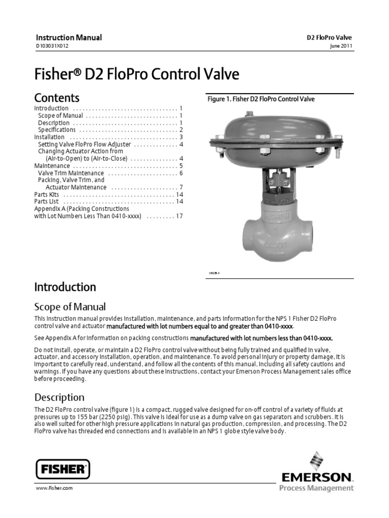 Fisher D2 FloPro Control Valve | PDF | Valve | Actuator