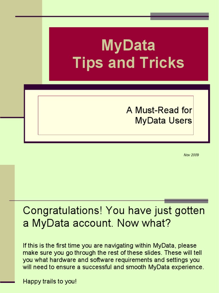 Mydata Tips and Tricks | PDF | Internet Explorer | Computing