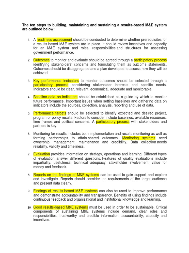 The Ten Steps To Building, Maintaining and Sustaining RBME System | PDF ...