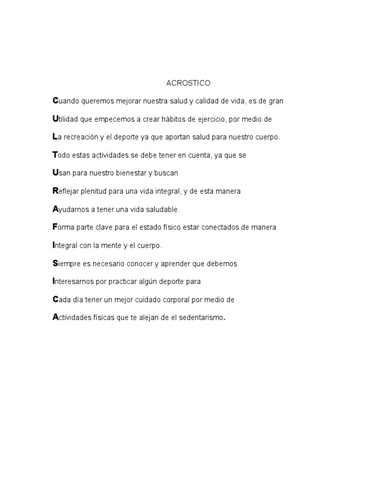 ACROSTICO | PDF | Estilo de vida