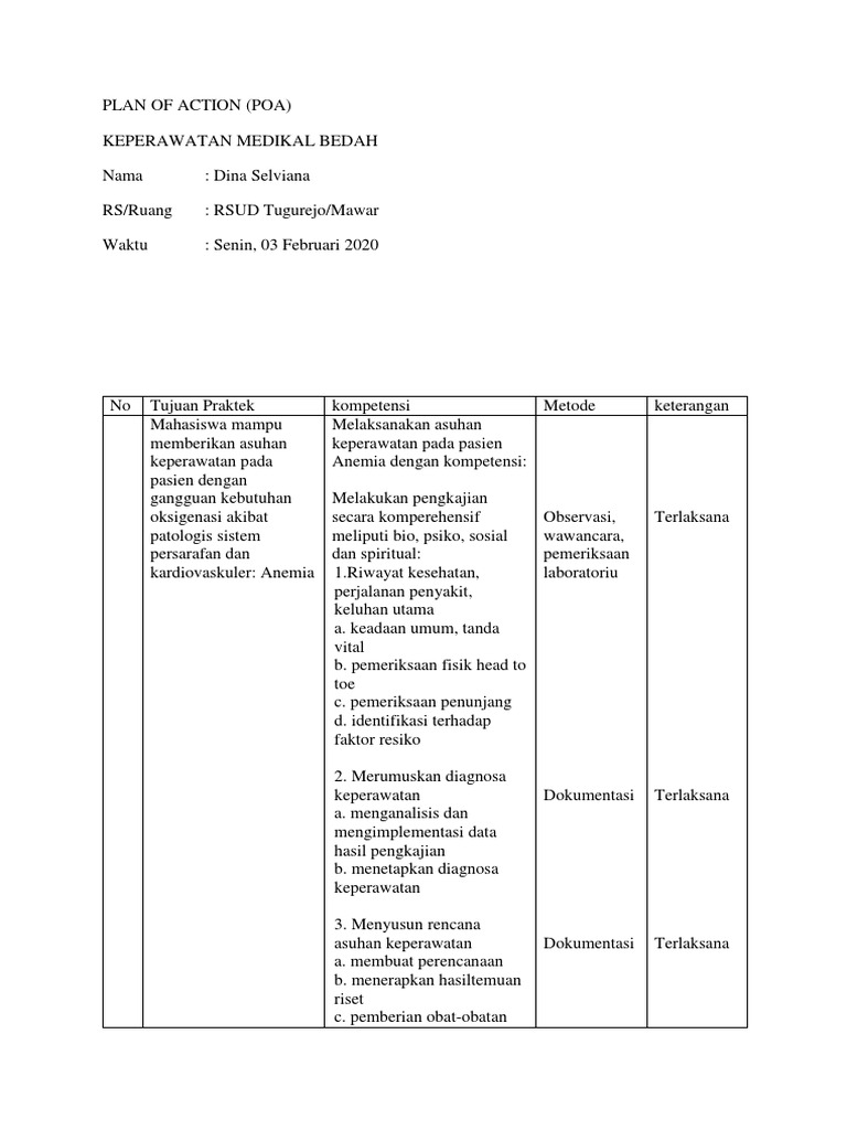 Plan of Action (Poa) | PDF | Pengembangan Diri | Sains & Matematika