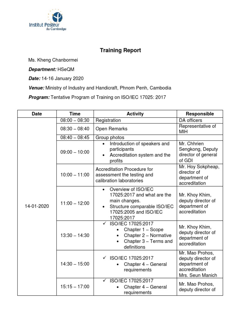 ISO/IEC 17025:2017 Training Report | PDF | International Organization ...