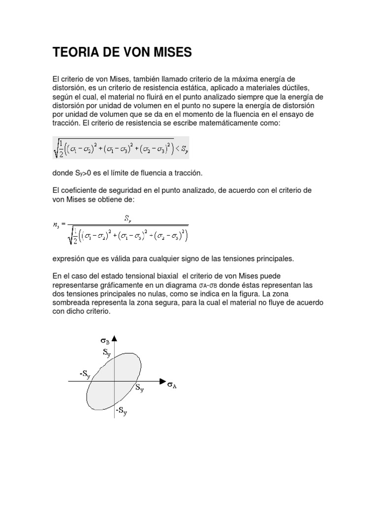 Teoria de Von Mises | PDF | Métodos y materiales de enseñanza | Ciencia ...