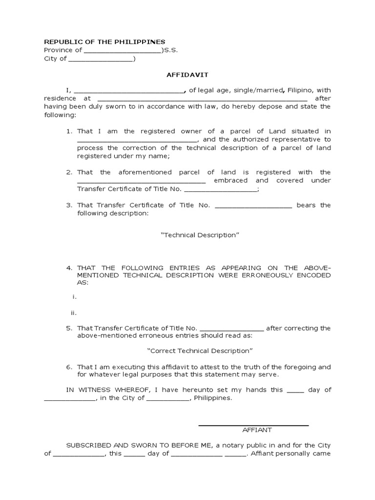 Affidavit of Correction of Annotation | PDF
